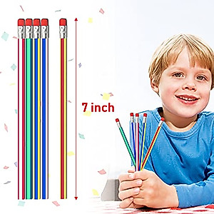 Xilanhhaa 40 Pack Flexible Bendable Pencils,7 Inch Colorful Magic Soft Pencil with Eraser,Bendy Pencil for Children,Kids,School Supplies,Party Favor,Gifts