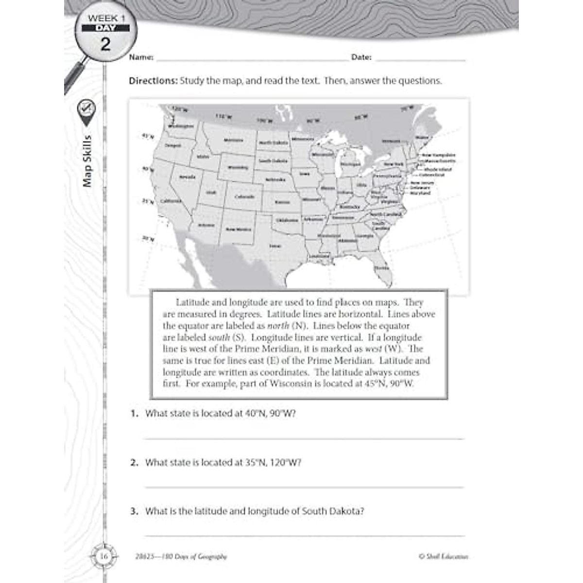180 Days™: Social Studies, Geography for 4th Grade Practice Workbook for Classroom and Home, Cool and Fun Practice Created by Teachers (180 Days of Practice)