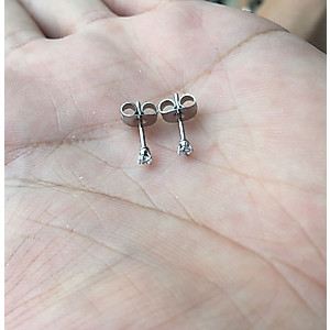 2mm Tiny Cubic Zirconia Ball Stud Earrings For Women Stainless Steel CZ Post Hypoallergenic (6Paris CZ)