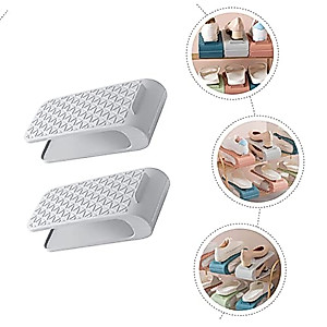Alipis 2pcs Slipper Adjustable Use Stack Space Display Household Stacker Home Shop Saving Shelves Organization Holders Holder Storage Double Slots Shoes Grey -layer Saver Shoe Slot
