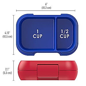 Bentgo Kids Snack - 2 Compartment Leak-Proof Bento-Style Food Storage for Snacks and Small Meals, Easy-Open Latch, Dishwasher Safe, and BPA-Free - Ideal for Ages 3+ (Red/Royal)
