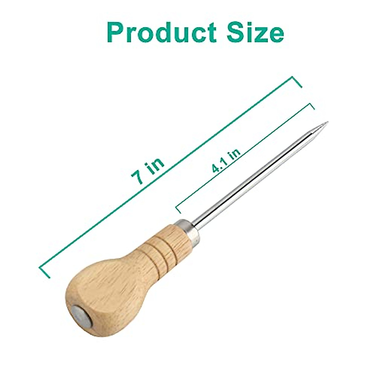 Yzurbu 6pcs Ice Pick for Breaking Ice, Stainless Steel Ice Pick Tool with Safety Wooden Handle for Kitchen