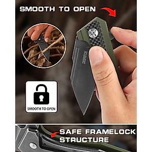 Dispatch Tactical Pocket Knife with Clip, 2.83 Inch 8Cr13MoV Reverse Tanto Blade with Carbon Fiber and G10 Handle, EDC Folding Pocket Knife for Men Women Flipper Pocketknife