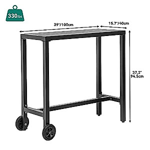 YITAHOME Outdoor Bar Table, 39" Narrow Bar Table, Durable Bar Height Table for Balcony, Patio, Garden, Yard, Poolside, Black
