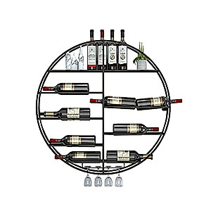 Wall Mounted Wine Rack,Round Wine Glass Goblet Holder,Metal Hanging Wine Rack for Bar Wine Cellar Kitchen Storage Display (60x10x60cm(24x4x24inch))