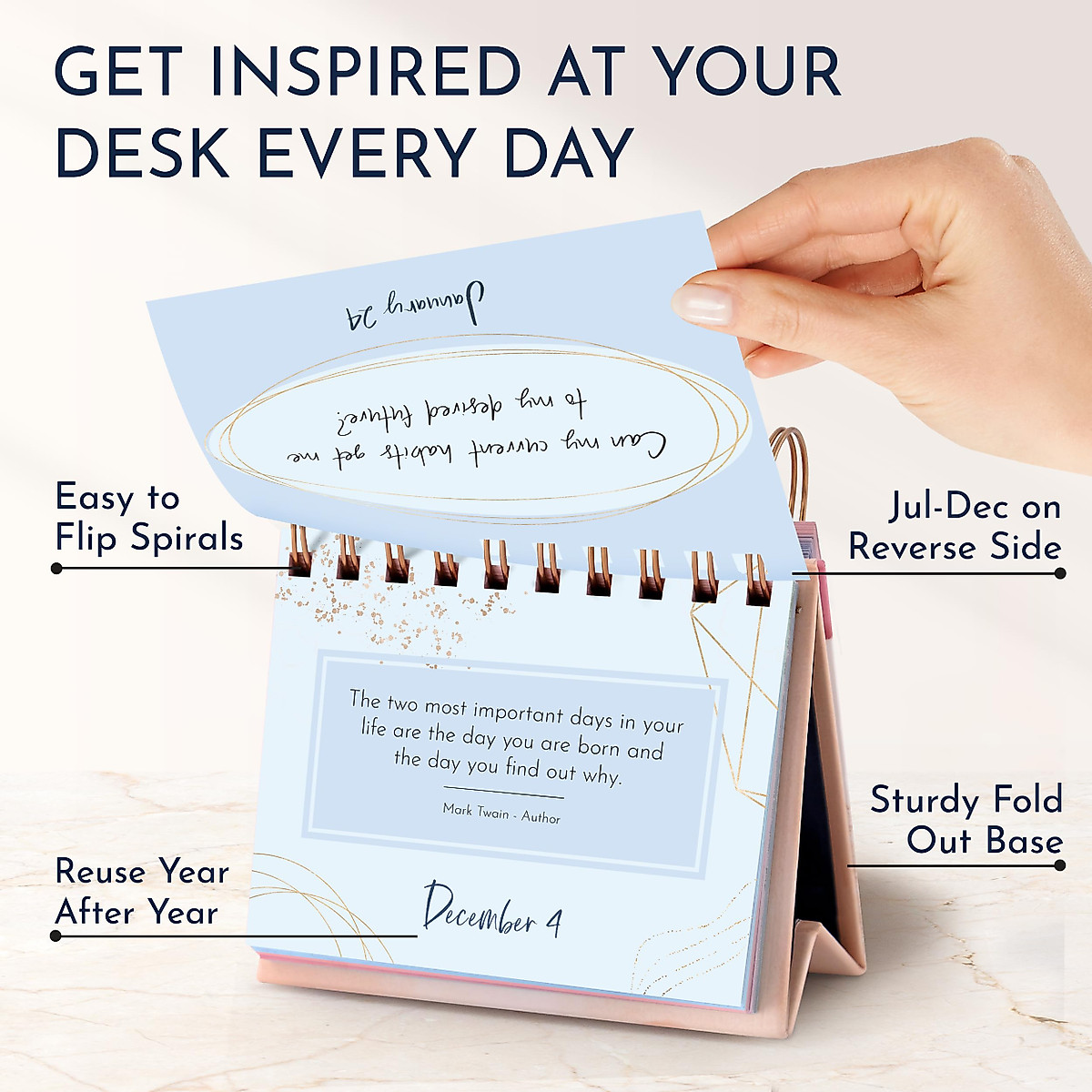 Motivational Calendar - Daily Flip Calendar with Motivational Quotes - Inspirational Gifts for Women, Office Decor for Women, Office Gifts for Women, Motivational Gifts, Desk Decorations Women