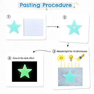 Glow in The Dark Stars Blue 200 Pcs Luminous Stickers Ceiling Stars Fluorescent Wall Stickers Decor 3D Murals Decals for Home Wall Decorate Adhesive Dots Starry Sky Kids Boys Baby Bedroom Decorations