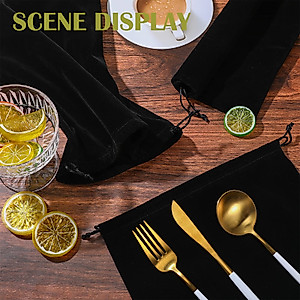 Saintrygo 4 Pieces Silver Storage Bags Anti Tarnish Cloth Bag for Storage, Jewelry, Flatware, Silverplate, Silver Polishing Cloth for Tarnish Cleaning(9.8 x 12.8 Inch,Black)