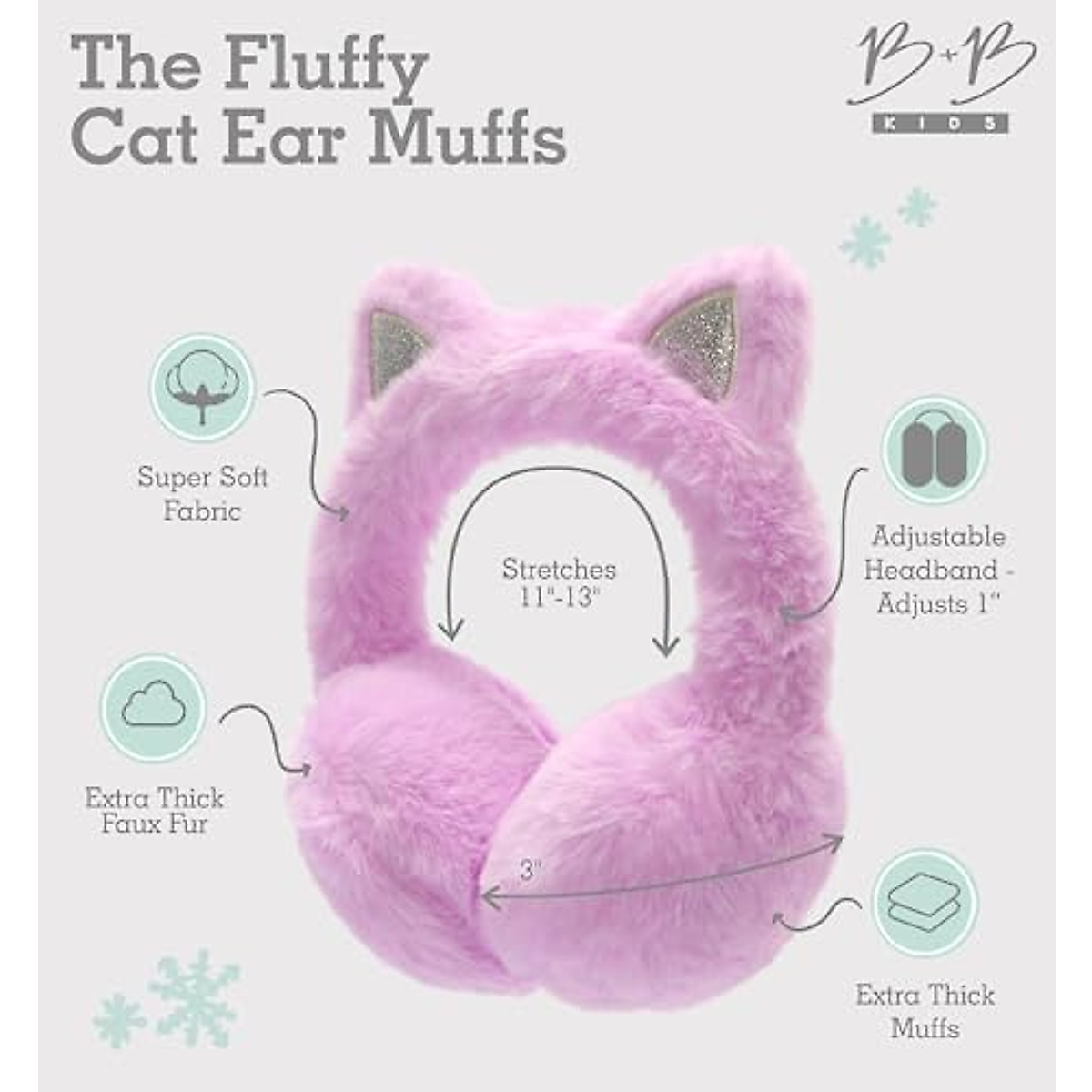 Brook + Bay Ear Muffs For Kids - Winter Kids Ear Muffs for Boys & Girls - Plush Animal Earmuffs - Cozy Ear Warmers for Kids