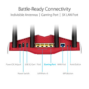 ASUS RT-AX82U AX5400 Dual-band WiFi 6 Gaming Router GUNDAM EDITION, Mesh WiFi, Lifetime Free Internet Security, Dedicated Gaming Port, Mobile Game Boost, MU-MIMO, Streaming & Gaming, AURA RGB lighting