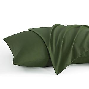 NTBAY King Pillow Cases Set of 2, 2 Pack Brushed Microfiber 20x36 Pillow Cases, Soft, Wrinkle, Fade, Stain Resistant Olive Green Pillow Cases with Envelope Closure, 20x36 Inches, Olive Green