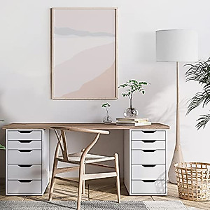 Globe Electric 52112 65" Floor Lamp, Faux Wood, Cotton Shade