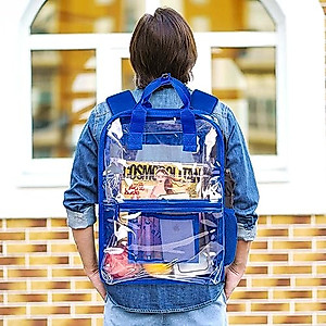 ZLYERT Clear Backpack, Heavy Duty Transparent Bookbag, Large See Through PVC Backpacks for Women and Men - Blue