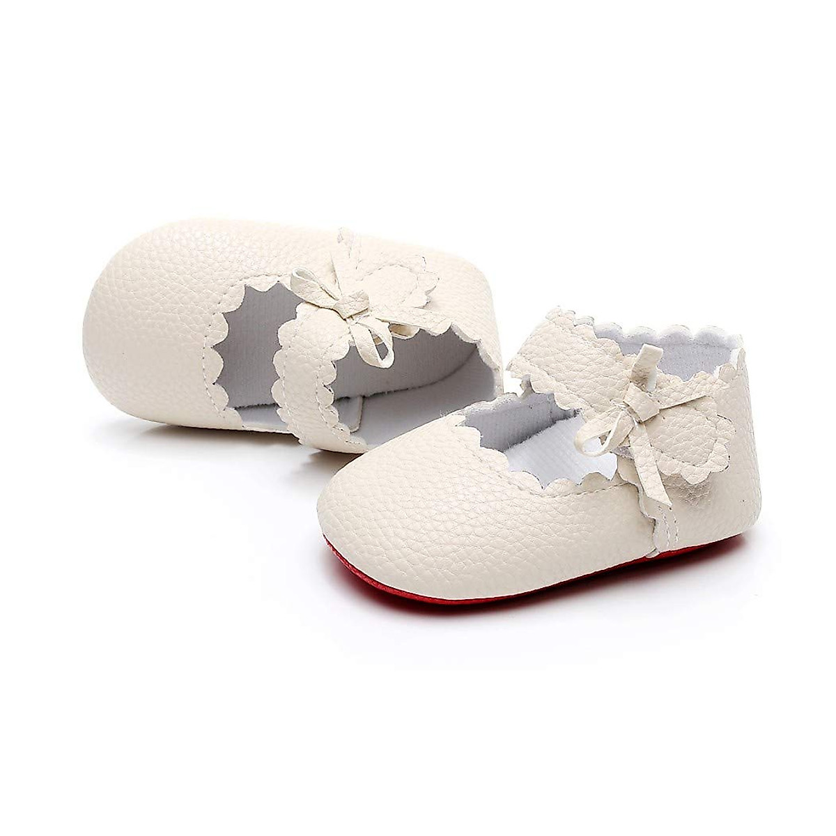 HONGTEYA Infant Baby Girls Ballet Dress Shoes Mary Jane Princess Soft Sole Frist Walkers Crib Moccasins ï¼ˆ6-12Months/US 5/4.72/See Size Chart,Beige