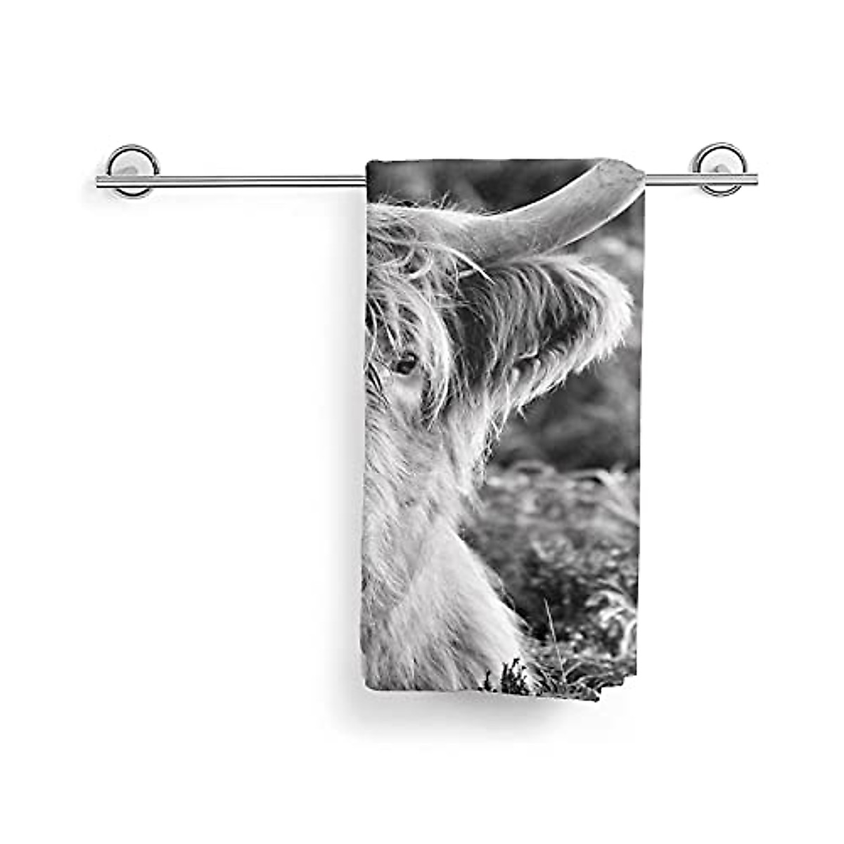 Hand Towel Highland Cows Moorland Face Washcloths Fingertip Bath Towels 27.5 X 15.7 Inch Microfiber Quick Dry Soft Absorbent Luxury Kitchen Dish Cloth for Bathroom Beach Gym Hotel Salon Spa Sport
