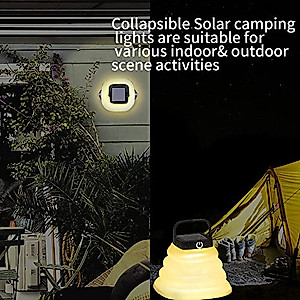 Solar Camping Lanterns, Portable Collapsible Waterproof Camping Lights, USB Rechargeable or Solar Power Camping Hanging Lamp for Camping Hiking Fishing Travel