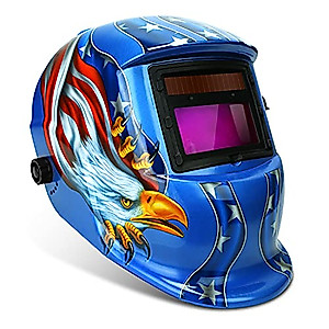 Welding Helmet, Solar Powered Auto Darkening Hood with Adjustable Wide Shade Range 9-13 for Mig Tig Arc Weld Grinding Welder Mask - American Eagle