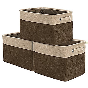 Sorbus Fabric Storage Cubes 15 Inch - Big Sturdy Collapsible Storage Bins with Dual Handles - Foldable Baskets for Organizing -Decorative Storage Baskets for Shelves | Home & Office Use -3 Pack| Brown