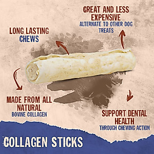 Raw Dog Collagen Chew Sticks for Dogs, 5IN-100% Beef,Grass Fed Non-GMO Premium Odor Free Dog Chews – All Natural Dog Treats Low Fat and High Protein Dental Treats