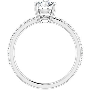 Moissanite Gems Round Moissanite Engagement Ring 1 CT VVS Clarity 925 Sterling Silver Wedding Moissanite Diamond Solitaire Bridal Ring for Her Promise Ring (4.5)
