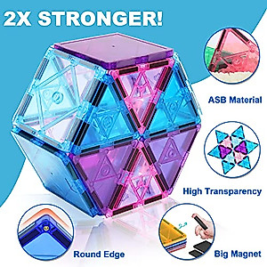 NVHH Magnetic Tiles Kids Toys for 3 4 5 6 7 8+ Year Old Boys Girls 3D Castle Princess Magnetic Building Blocks Educational Toddler Girls Toys Age 2-4 5 6-8 Year Old Girl Boy Birthday 47pcs