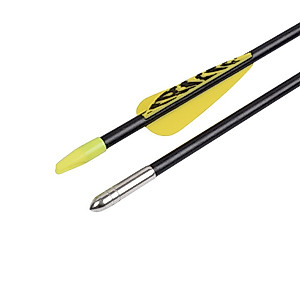 6875 Fiberglass Arrows Archery 26 Inch Target Shooting Safetyglass Recurve Bows Suitable for Youth Children Woman Beginner 6pcs/Pack (tigerspot Yellow Vanes)