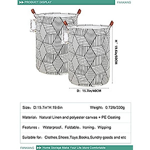 FANKANG 2 Packs Round Storage Basket Bins Collapsible Fabric Shelf Organizer for Storing Makeup, Baby Toys,Books, Office Supplies, etc（2-White Magic Cube）