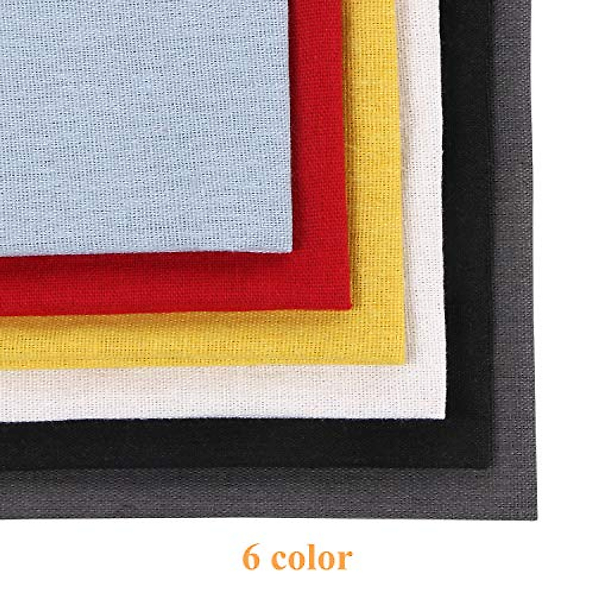 Linen Needlework Fabric, BENBO 6Pcs Assorted Colors Linen Embroidery Fabric Cross Stitch Cloth for Garments Crafts, Upholstery Flower Pot Decoration and Tablecloth, 19.7 x 19.7In