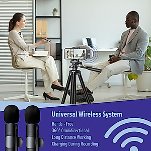 ASILEX Wireless Microphone for iPhone, 2 PCS Mini Microphone, iPhone Microphone for Video Recording, Wireless Lavalier Mic iPhone, Professional Wireless Lapel Microphone