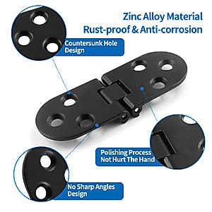 Auvotuis 4Pcs Heavy Duty Folding Table Hinges, Black Sewing Machine Flip Top Hinge Zinc Alloy Butler Tray Hinge with Mounting Screws for Drop Front Desk Drawer, Doors (3.1 x 1.18inch)