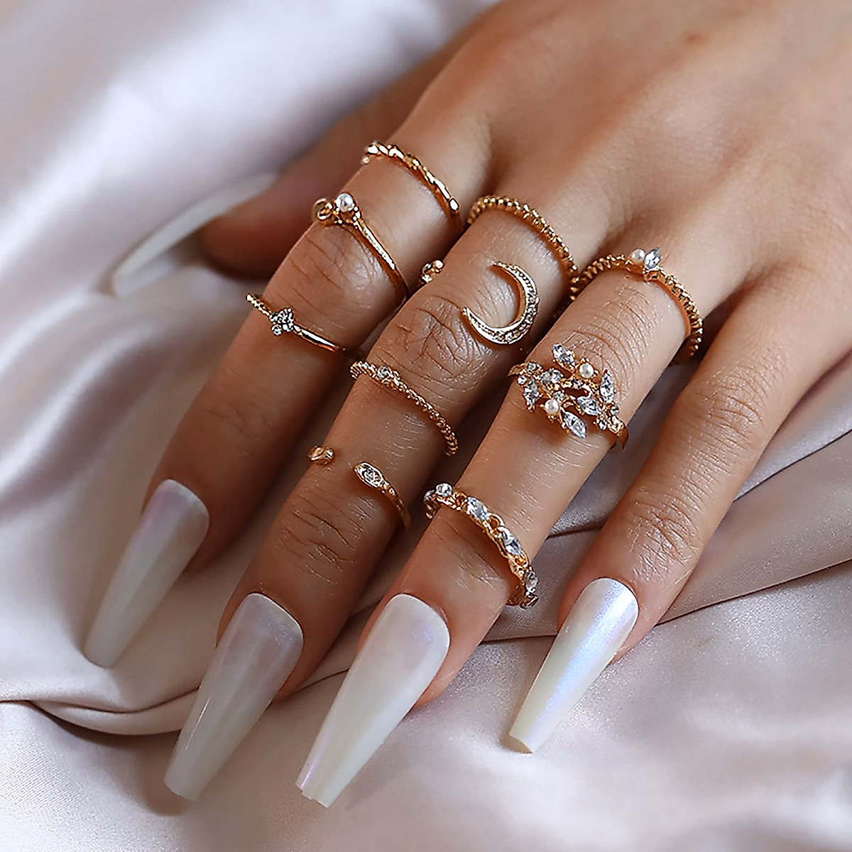 Sgoeths 10 Pcs Gold Knuckle Rings Set For Women Dainty Stack Gold Midi Rings Set Simple Carved Stackable Ring for Girls (10 Pcs Finger Rings)