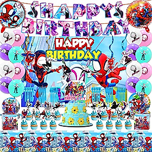 Birthday Decorations, Party Supplies Include Banners, Backdrop, Tablecover, Cake Decoration, 20 Latex Balloons, 2 Foil Balloons, Tablewares, Napkins, 28 Cupcake Toppers, 6 Hanging Swirls