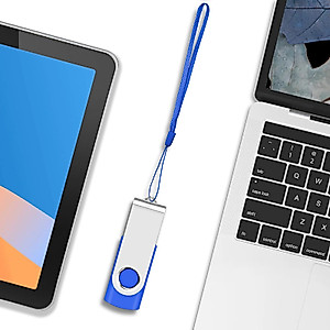 20PCS 4GB Bulk Flash Drives EASTBULL USB 2.0 Metal 4GB Flash Drive Bulk Thumb Drive Pack Swivel USB Drives Pack (Blue 20Pack)