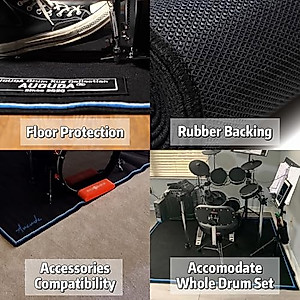 Aucuda Drum Rug Mat 6x6.6ft Tightly Woven Fabric Drum Floor Mat with Non Slip Grip Bottom, Electric Drum Carpet Accessories for Drumming, Living Room, Studio, Soundproof, No Crease, Autumn, Fall.