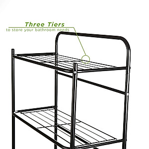 Mind Reader Over The Toilet Storage Rack, Bathroom Organizer, Bathroom Shelves, Metal, 23.5" L x 10.25" W x 70.5" H, Black
