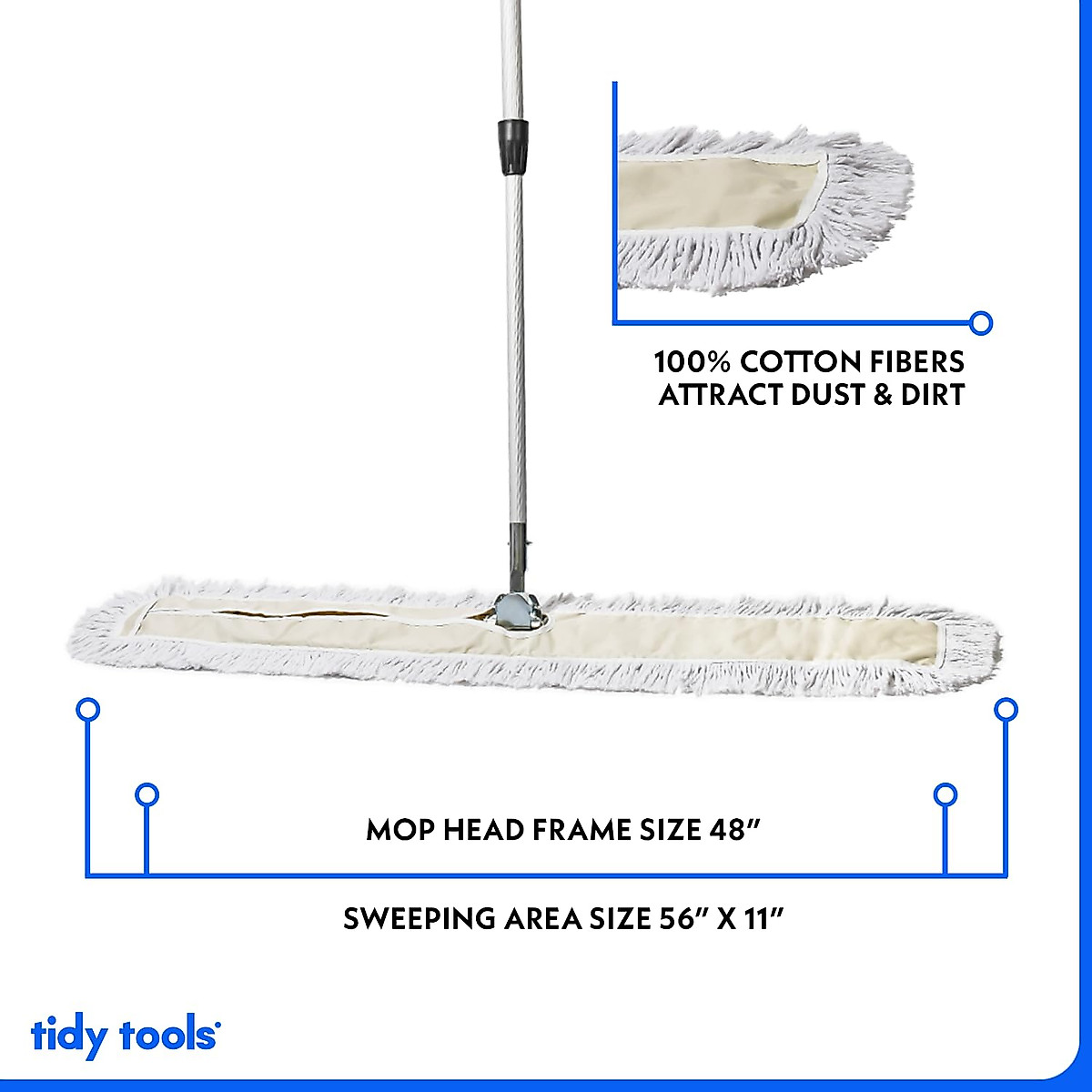 48 Inch White Dust Mop with Metal Handle and 48 Inch Dust Mop Refill Bundle - 1 Mop Sets and 4 Refills
