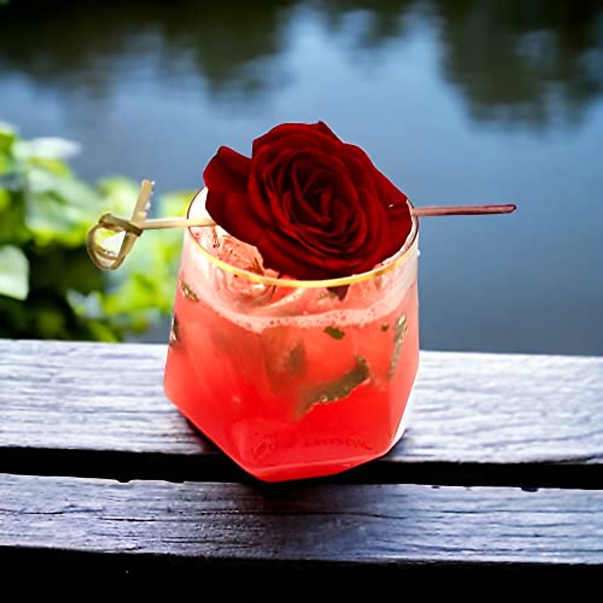 24 count Diamond Unbreakable Stemless Plastic Wine Champagne Glasses Disposable Shatterproof BPA-Free Wine Glasses Indoor Outdoor Ideal for Home Office Bars, Wedding 12 Ounce Cup (Gold)