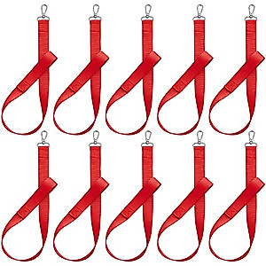 10 Pieces Nylon Bucket Strap Horse Water Bucket Strap Hangers Adjustable Bucket Strap Hanging Nylon Strap for Horses Hay Nets, Water Buckets Horse Supplies for Indoor or Outdoor Use, Red, 22 Inch