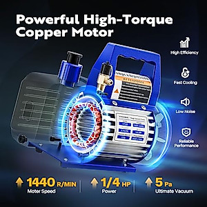 VIVOHOME 110V 1/4 HP 3.5CFM Single Stage Rotary Vane Air Vacuum Pump and AC Manifold Gauge Set Kit with Thermometer for R134a R12 R22 R502 R410a HVAC Air Conditioning Refrigeration Recharging
