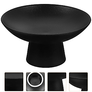 Yardwe Footed Fruit Bowl Pedestal Dessert Bowl Ceramic Fruit Bowl Fruit Container for Lunch Tray Fruit Tray (Black, 5.9inch)