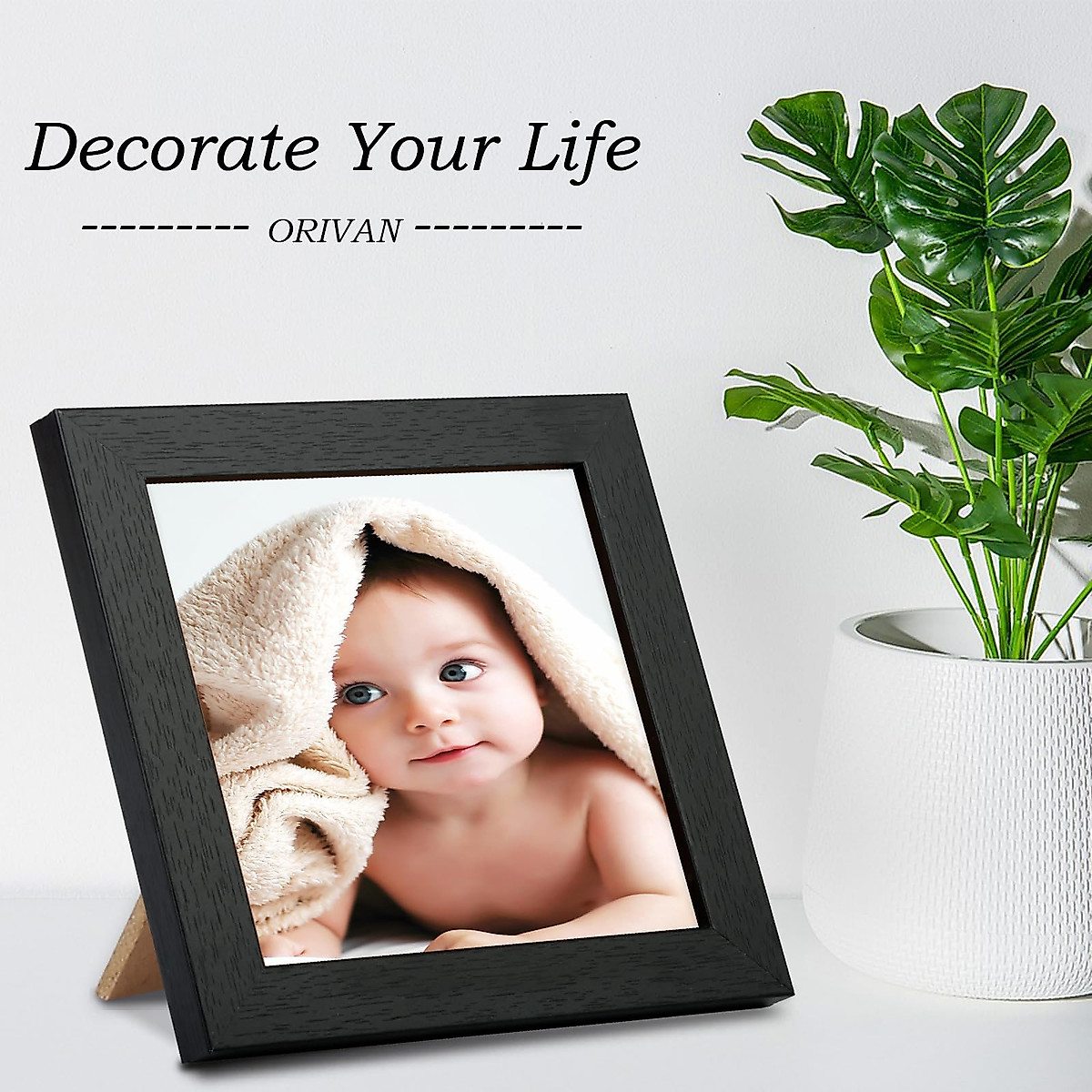 ORIVAN 5x5 Picture Frame Wood Display 5x5 Picture Distressed Black Square Photo Frame for Wall and Tabletop Decoration