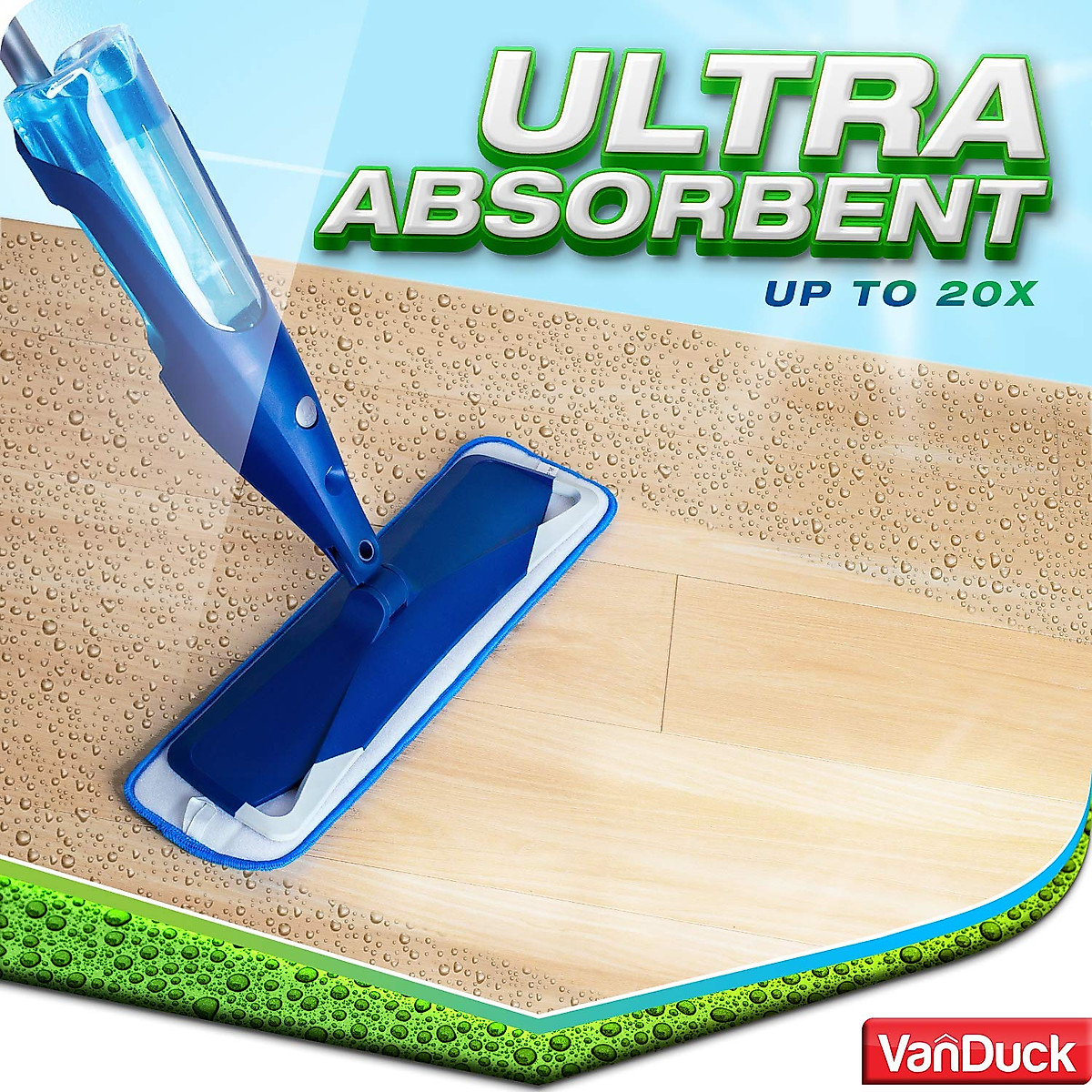 VanDuck Microfiber Cleaning Pads Compatible with Bona Mop (3 Pack) - Microfiber Mop Pads for Hardwood Floor for 18 Inch Mop