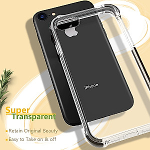 MATEPROX iPhone Se 2022 Case, iPhone SE 2020 case iPhone 8 case iPhone 7 Case Clear Shield Heavy Duty Anti-Yellow Anti-Scratch Shockproof Cover Compatible with iPhone 7/8/SE(Black)