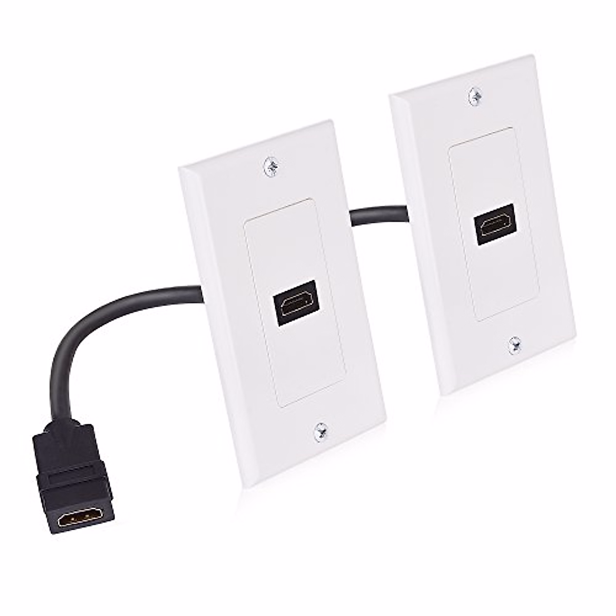 Cable Matters 2-Pack 1-Port HDMI Wall Plate in White (4K UHD, ARC, and Ethernet pass-thru support)