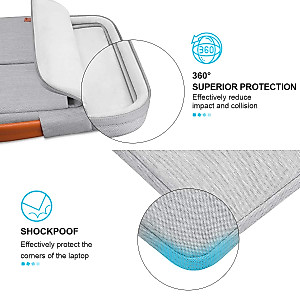 Lacdo 360° Protective Laptop Sleeve Case for 15 inch New MacBook Air M3 A3114 M2 A2941 2024-2023, 15 inch MacBook Pro A1990 A1707, Dell XPS 15 Plus 2022-2020 Computer Bag, Water-Resistant, Gray