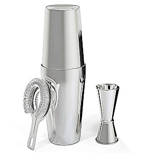 n/a Cocktail Shaker Set Professional Shaker Cocktail Strainer and Jigger Set 4 Piece Stainless Steel Bar Supplies