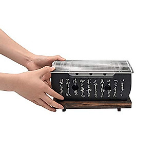 Japanese Style BBQ Grill, Japanese Barbecue Grill Portable Barbecue Stove Japanese Food Charcoal Stove/BBQ Plate Household Barbecue Tools Accessories (BBQ Grill (24X12.5cm))