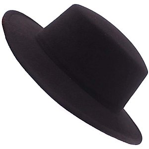 Classic Unisex Wool Blend Fedora Hat Brim Flat Church Cap Wide Brim Classic Pork Pie Hat Perfect for Wedding Party Talent Show Performance Best Xmas Gift for Boys Girls Women Men Black