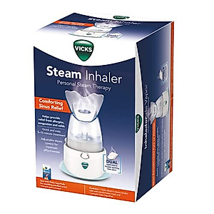 Vicks Personal Steam Inhaler, V1200, Face Steamer or Inhaler with Soft Face Mask for Targeted Steam Relief, Aids with Sinus Problems, Congestion, Cough, Use with Soothing Menthol Vicks VapoPads