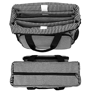 Coopay Embroidery Project Carrying Bag, Multi-pocket Embroidery Kits Storage Bag for Carrying Embroidery Floss, Cross Stitch & Hoops, Waterproof Oxford Fabric, Elegant Black (No Accessories Included)